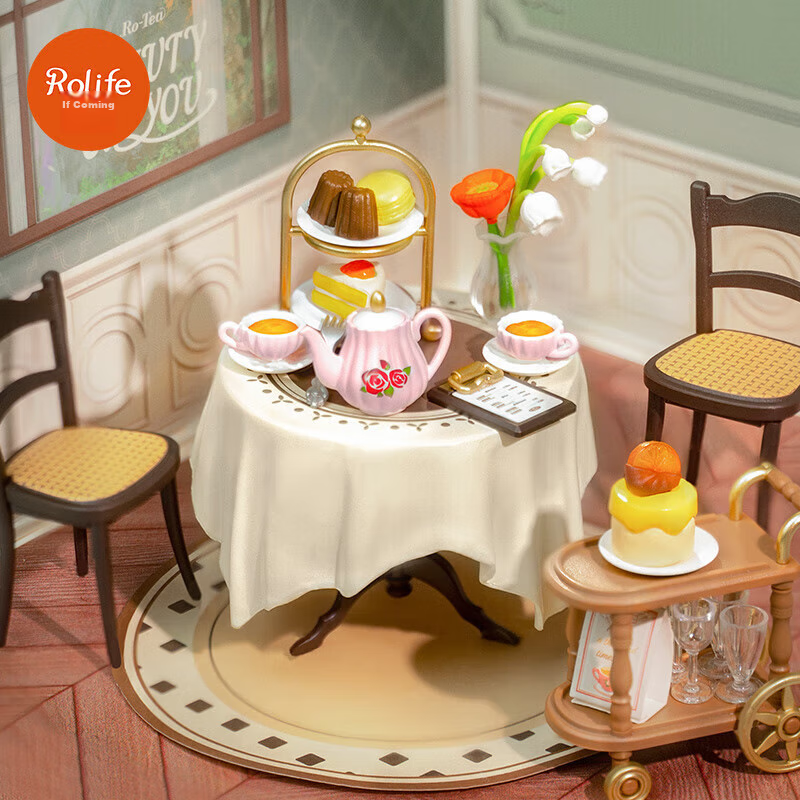 Rolife Super World DIY Dollhouse Building Blocks, Afternoon Tea 3D Puzzle, Adult Assembly Toy, Women's Day Gift