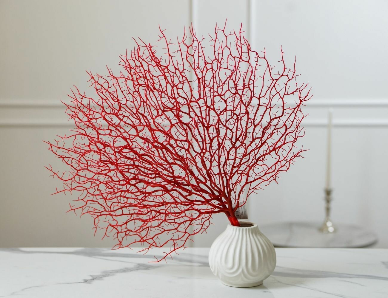 Декоративная искусственная ветка красный коралл, пластик, 58 см, EDG 712140-40
