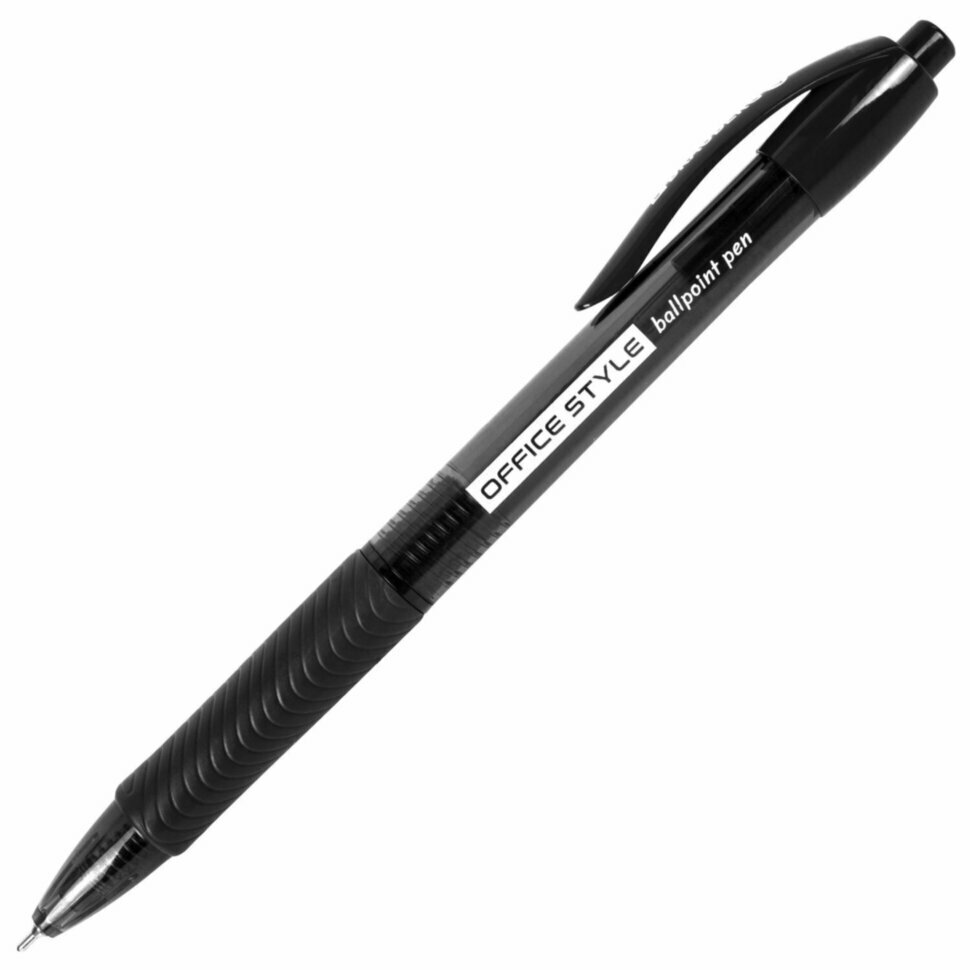 Ручка шариковая автоматическая с грипом BRAUBERG OFFICE STYLE, черная, узел 0,7 мм, линия 0,35 мм, тонированный корпус, 144212, 36 штук, 144212