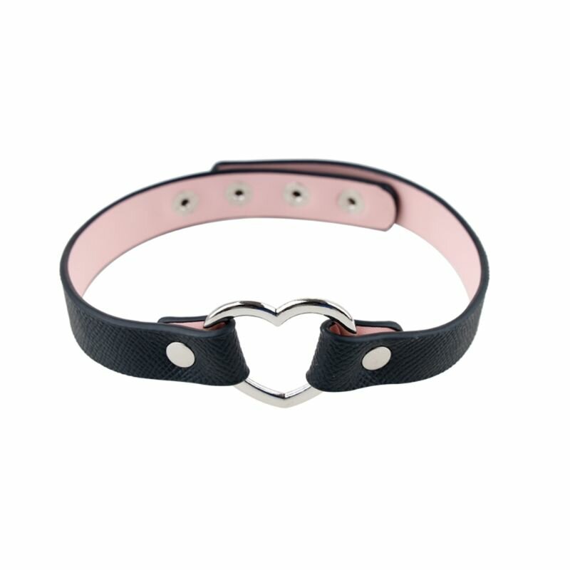 SM sexy metal love heart ошейник из натуральной воловьей кожи для собак-рабов носят ошейники-черный
