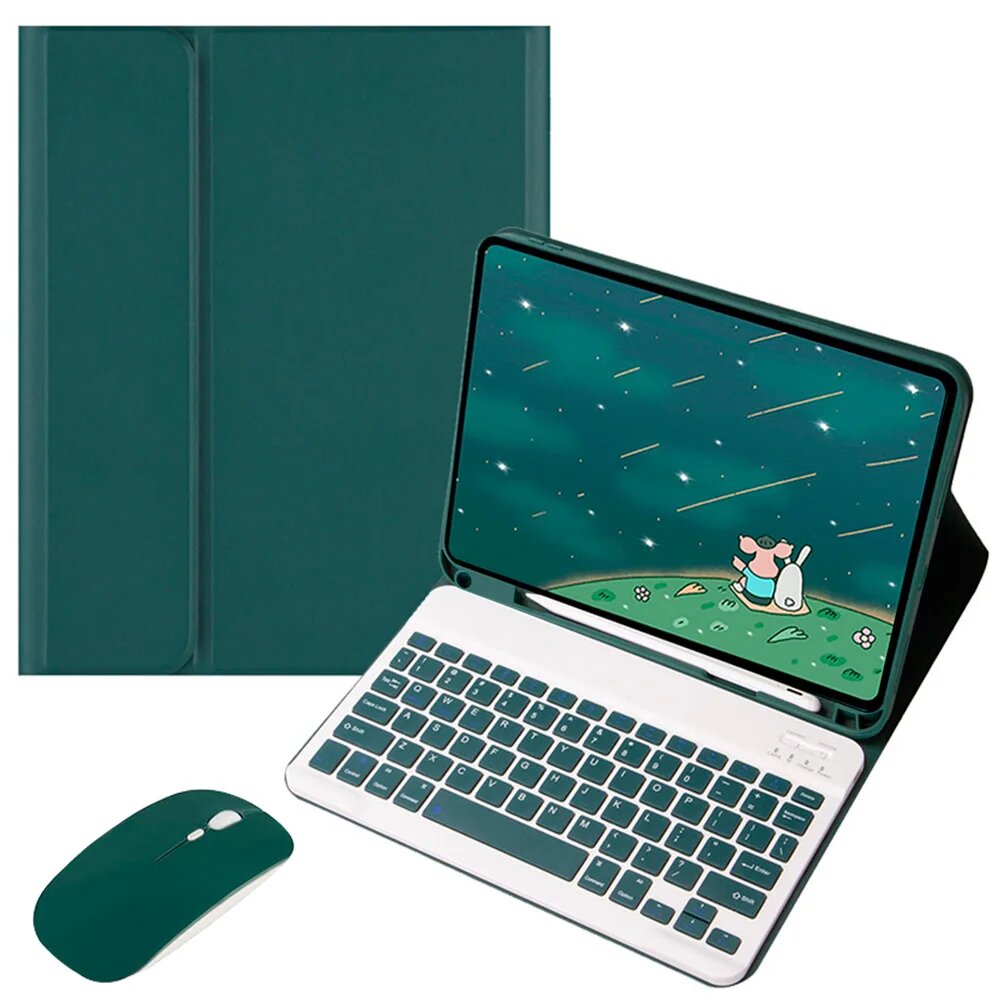 Кожаный чехол с Bluetooth-клавиатурой qukam для Samsung Galaxy Tab A9 Plus Korean keyboard, Set 3