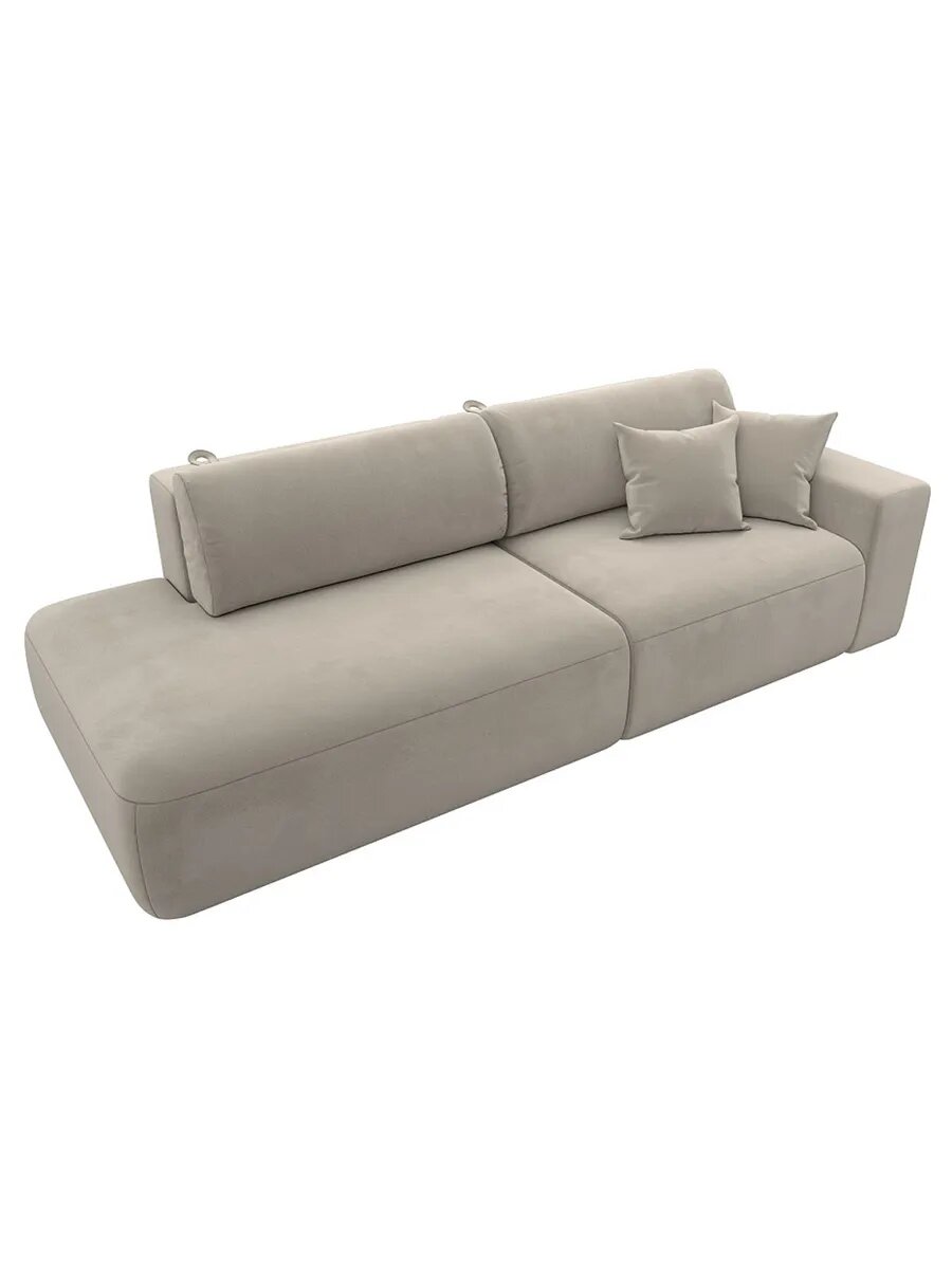 Диван прямой Столица со спальным местом 194х160 см, пружинный матрас, ящик для белья, подлокотник справа, микровельвет