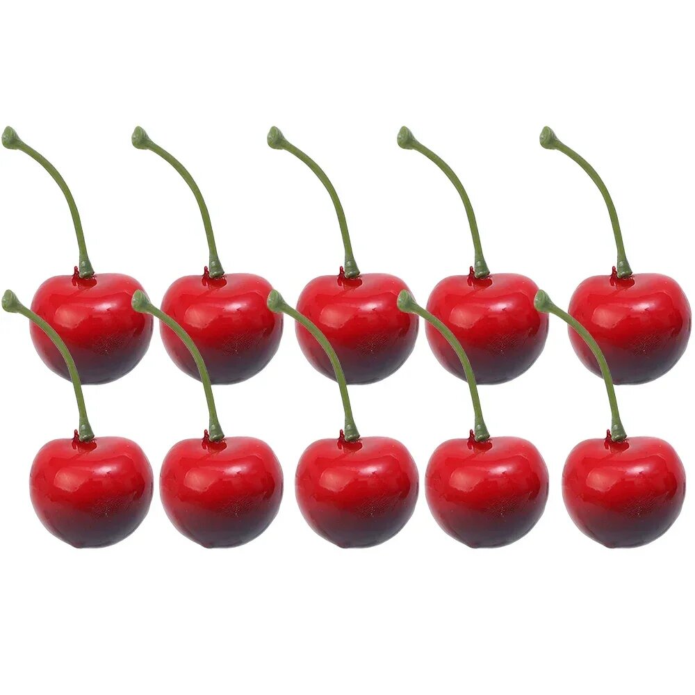 Искусственные вишни из пенополистирола, набор из 50/10 штук Красный, 10 PCS, Red and Black