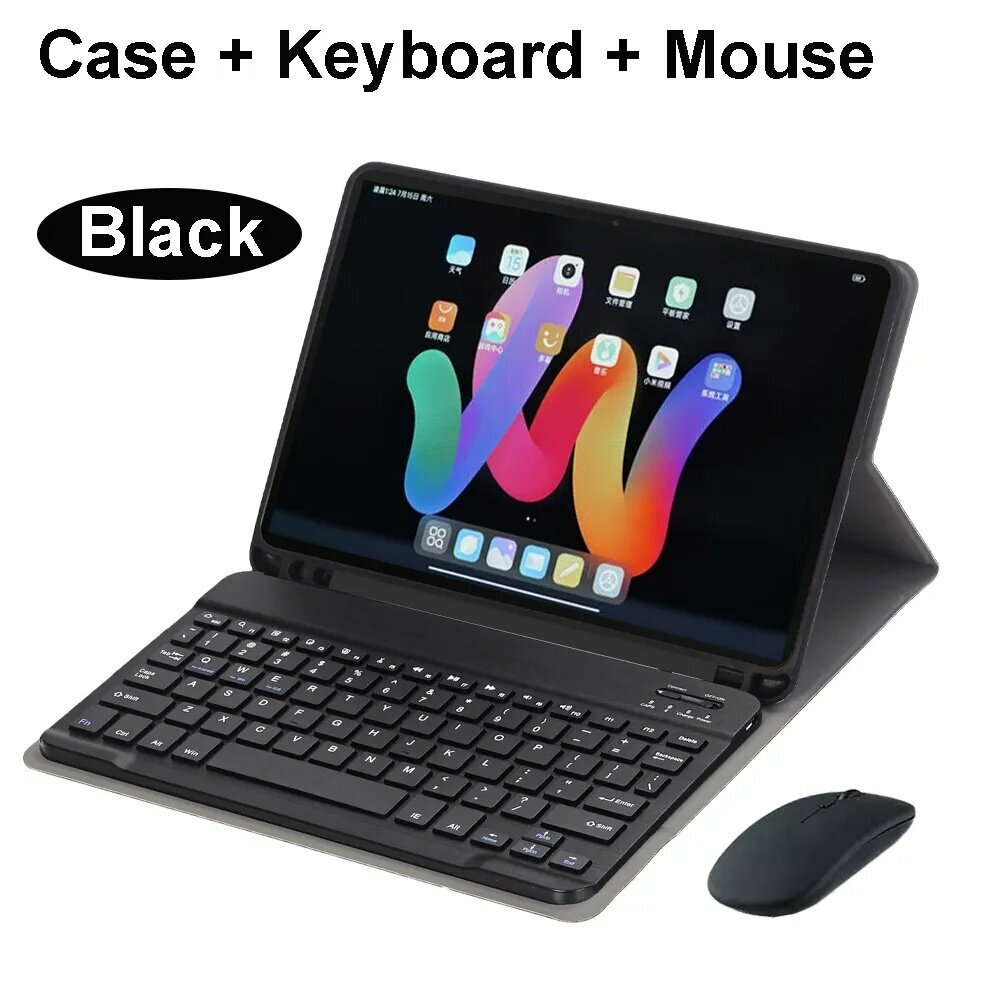 Чехол для планшета Xiaomi Redmi Pad SE 11 дюймов со съемной русской клавиатурой и мышью Bluetooth.