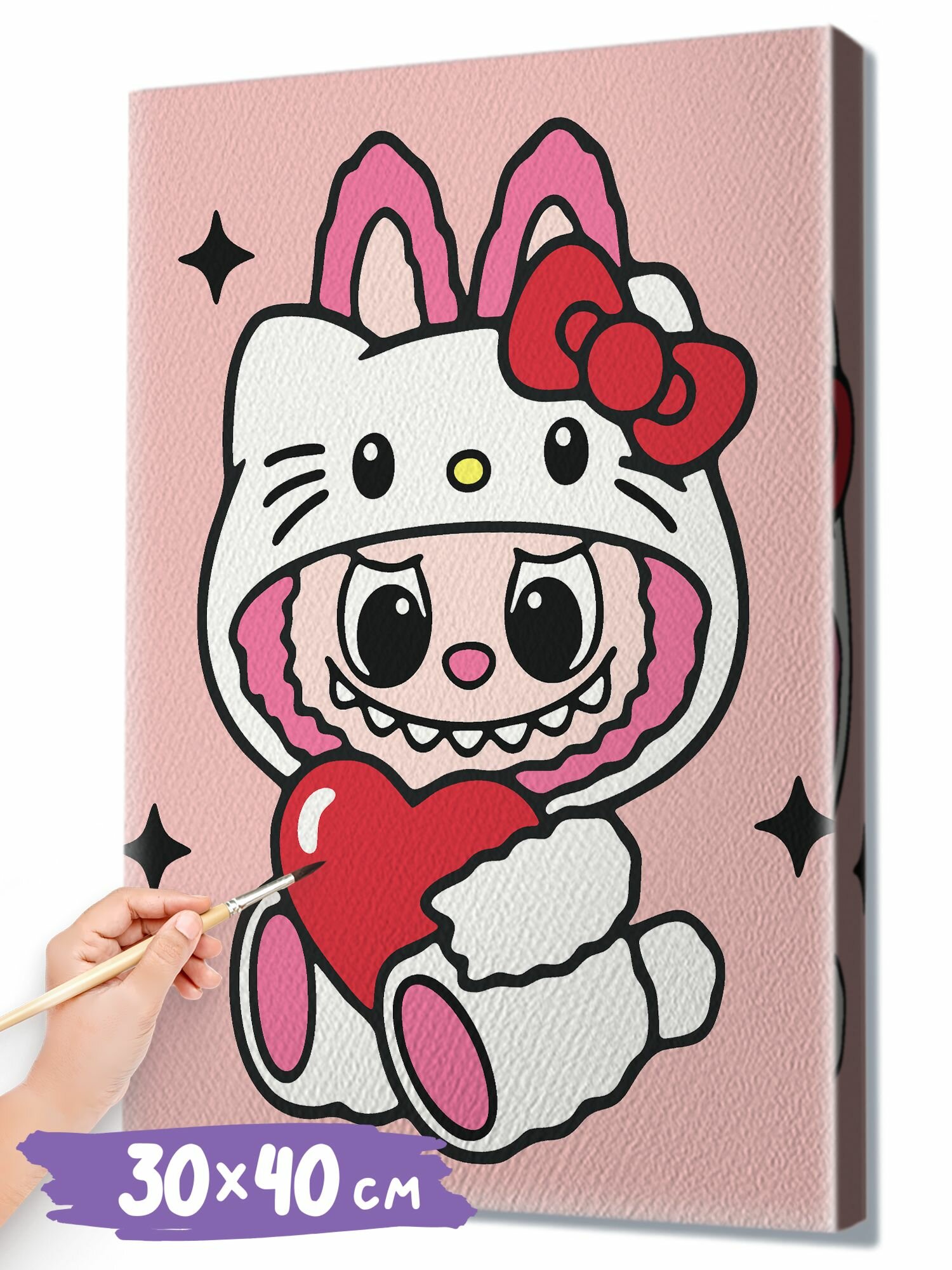 Картина по номерам детская Лабубу hello kitty