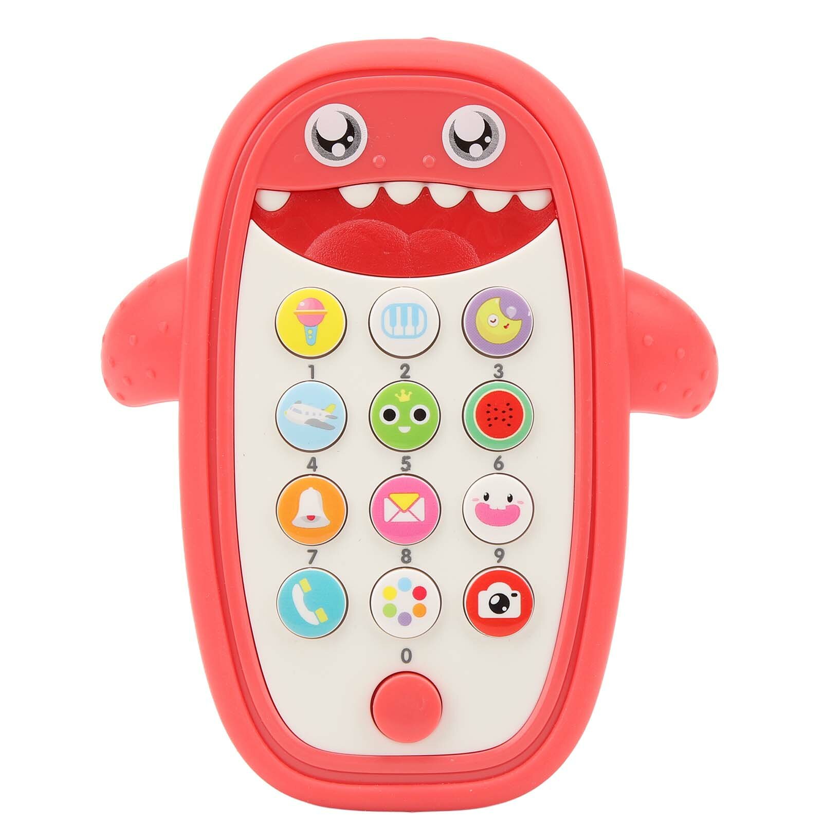 Baby Cell Phone Toy with Removable Teether Case Simulation Animal 10 Unique Button for Girl Boy Pink