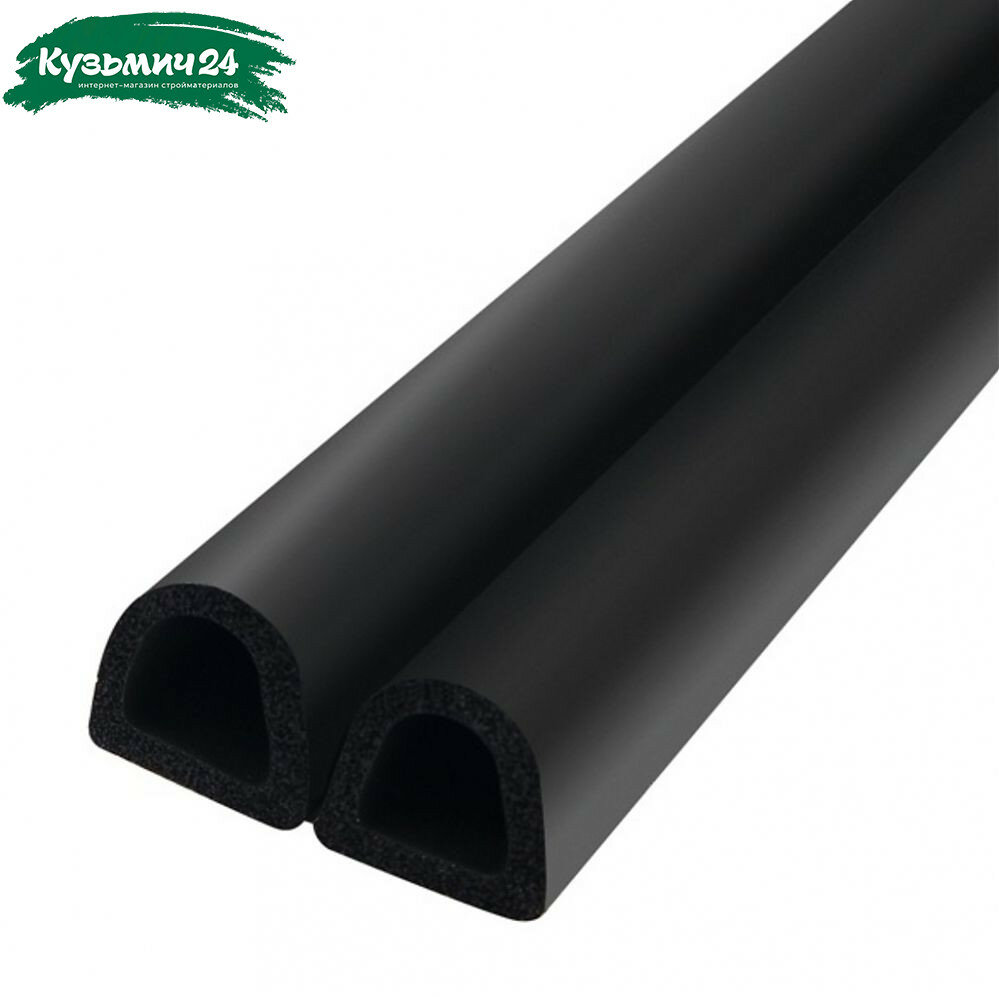 Уплотнитель самоклеющийся Kim Tec промышленный, D-профиль, черный, 12х14 мм, на отрез от 1 м