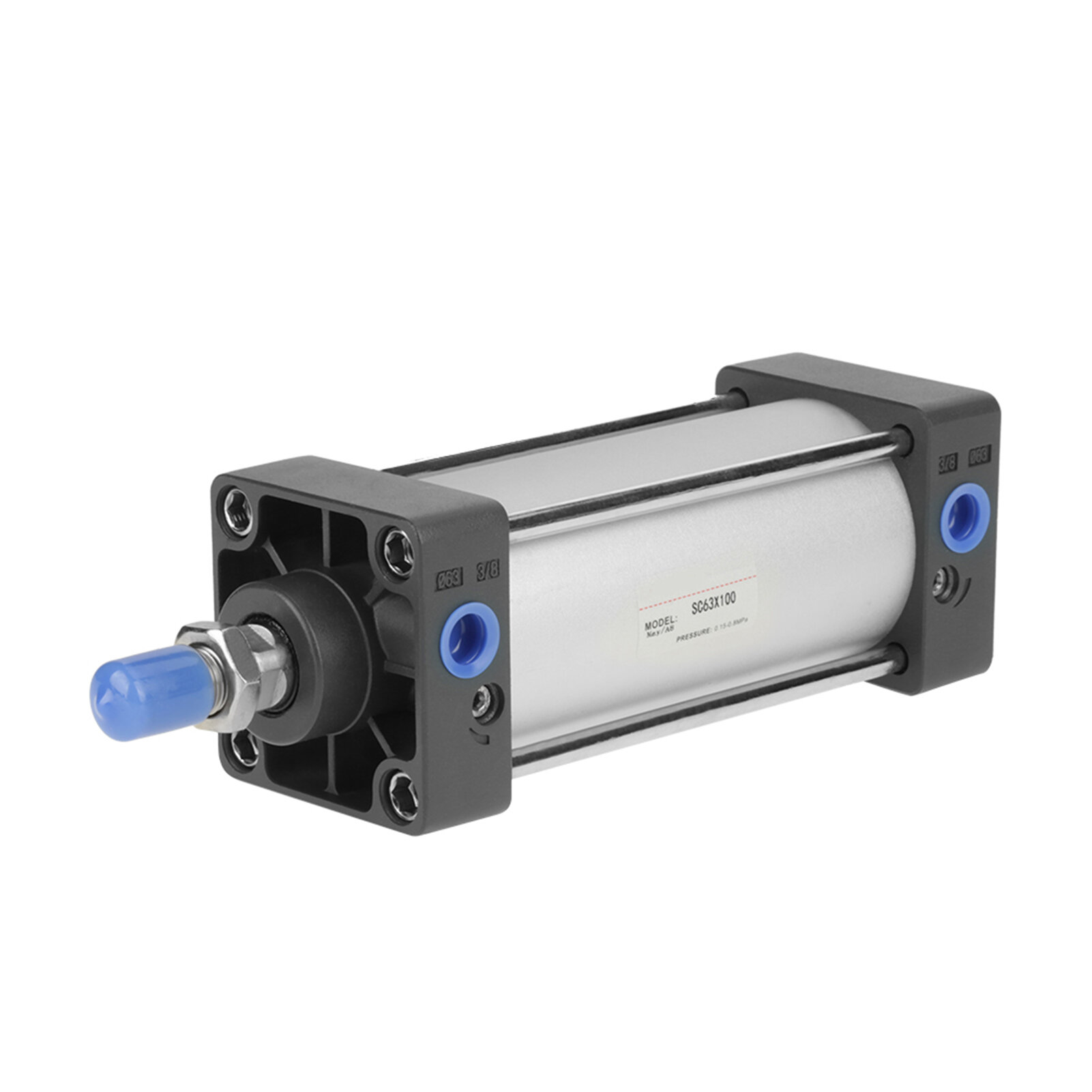 Пневматический цилиндр двойного действия с винтовым штоком и диаметром 63 мм, ходом поршня 100 мм