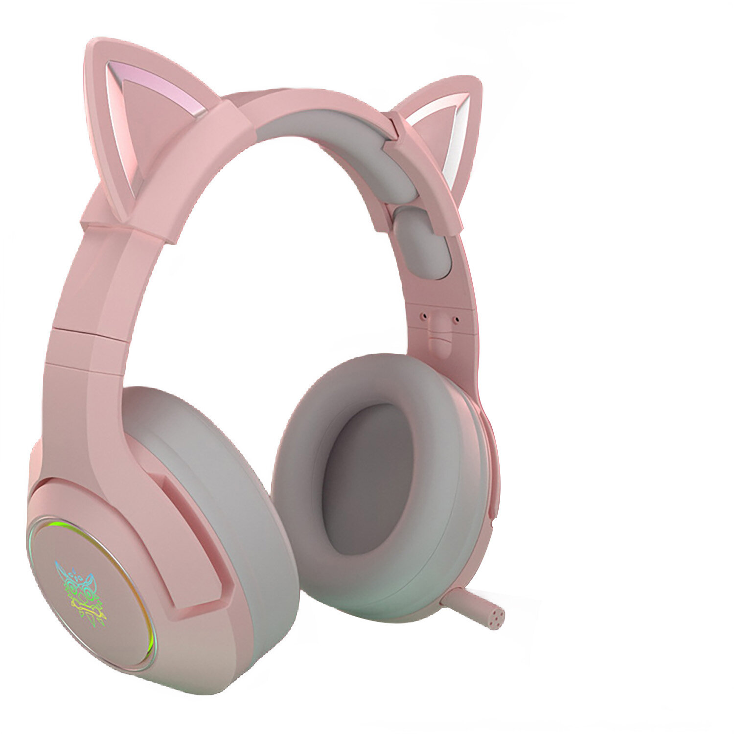 Cross-border ONIKUMA K9 наушники для игр со звуковым каналом 7.1 розового цвета с проводом и подушками в форме кошачьих ушей для геймеров девушек, версия с разъемом 3.5 мм круглого отверстия для еды из курицы