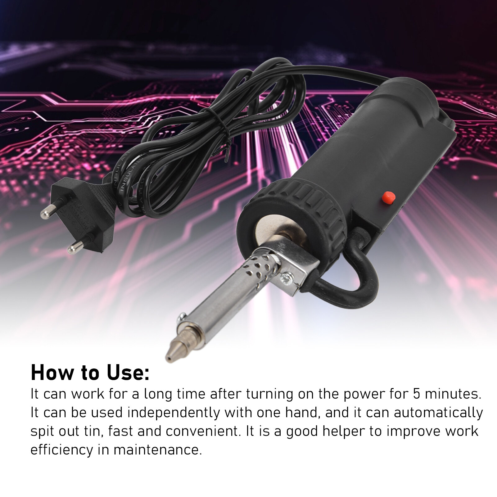 Присоска для припоя, электрический автоматический портативный инструмент для пайки и распайки, вилка европейского стандарта, AC220V