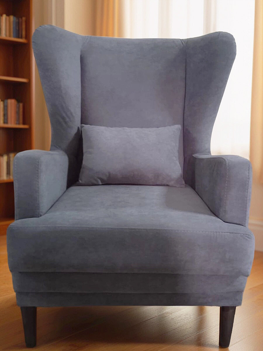 Кресло для дома StylChairs Кантри с подушкой, обивка велюр, цвет серый