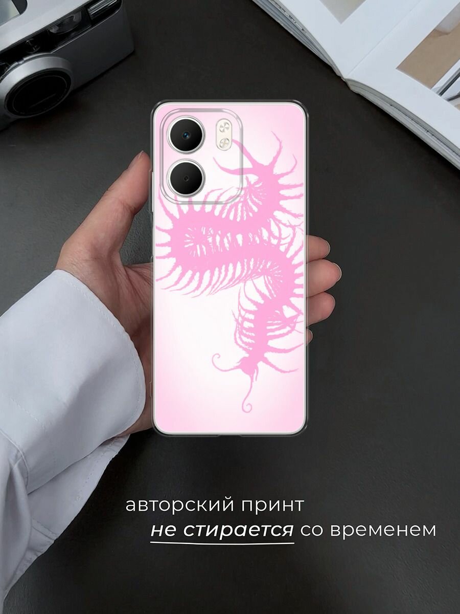 Силиконовый чехол на Oppo A5x / Оппо А5x с принтом Розовая многоножка — фото 1
