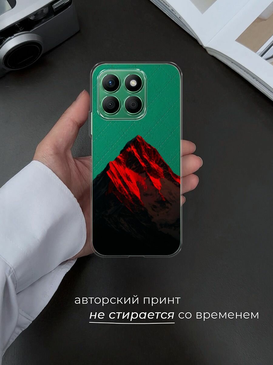 Чехол на Honor X8B / Хонор X8B с принтом Красная гора 2, прозрачный — фото 1