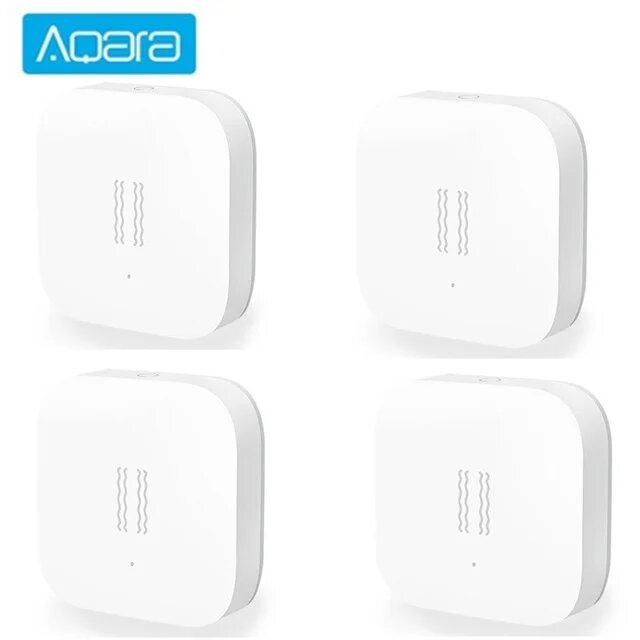 Датчик вибрации Aqara Smart Zigbee, датчик движения и удара, детектор, сигнализация, монитор с встроенным гироскопом для домашней безопасности, приложение Mi Home — 4 штуки