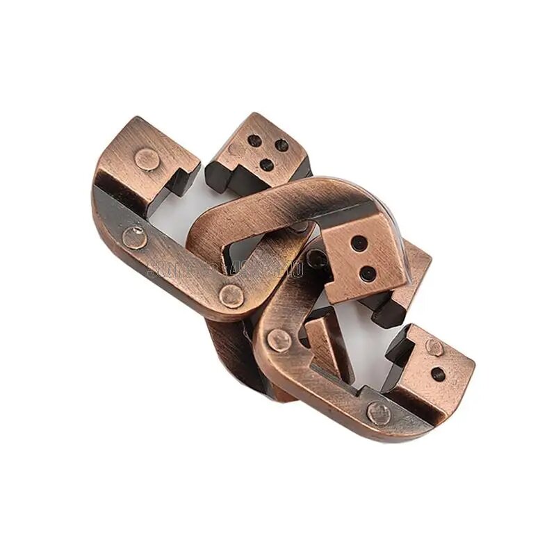 Металлическая головоломка с замком triple lock, коричневая