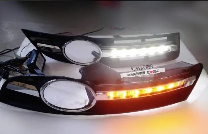 Светодиодные дневные ходовые огни для Volkswagen Passat B6, 2007, 2008, 2009, 2010, white and yellow