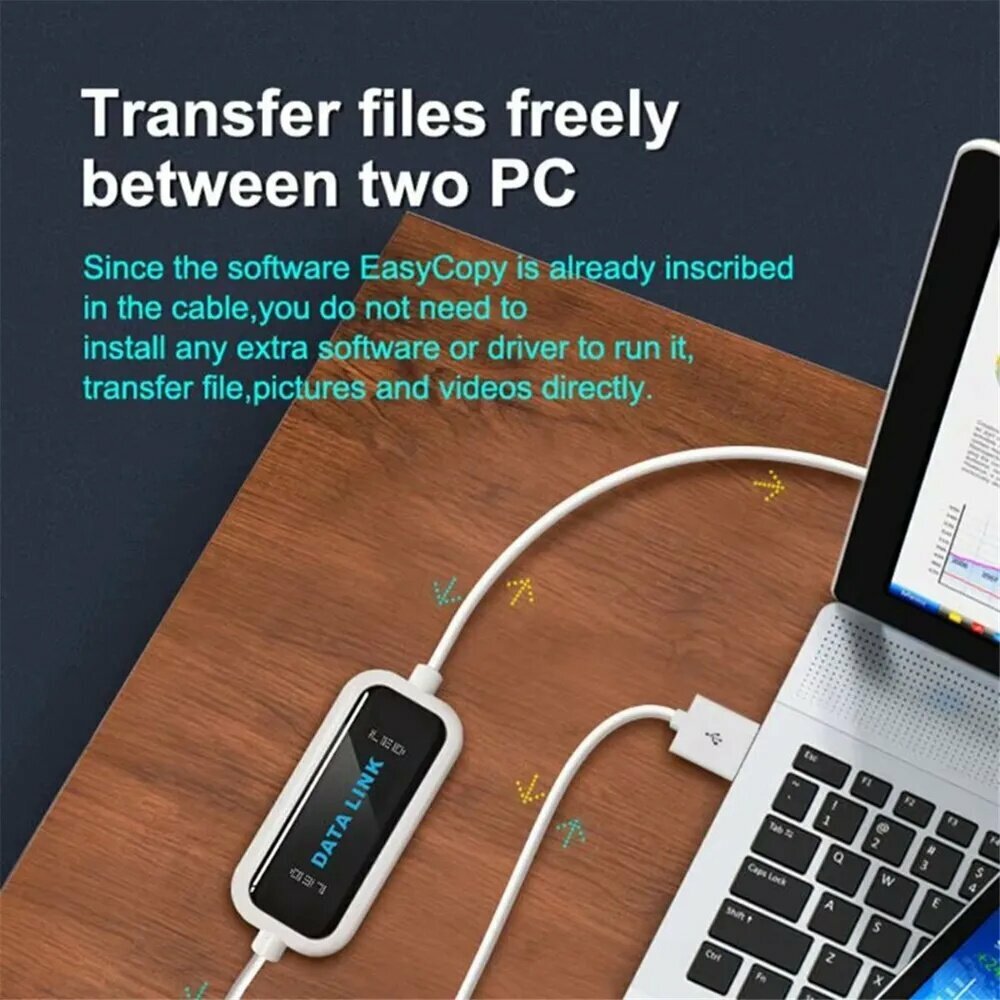 Прочный. USB PC to PC Sync Link Net Direct Data File Transfer Bridge LED Cable — фото 1