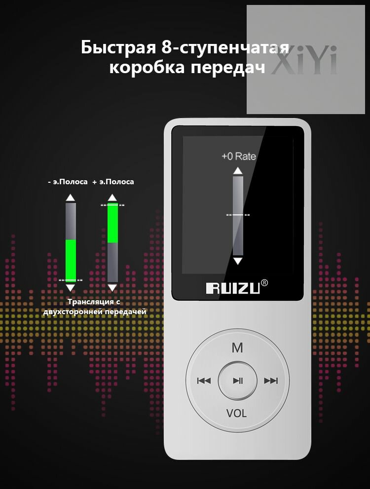 MP3-плеер 16 ГБ, белый, звук высокого качества, портативный, для прослушивания музыки — фото 1