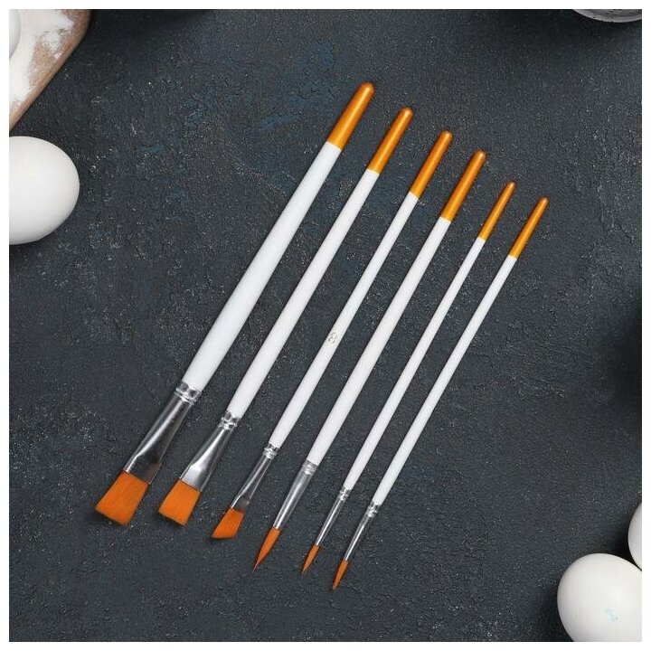 Набор кондитерских кисточек для декорирования Доляна «Ларсон», 6 шт, цвет белый