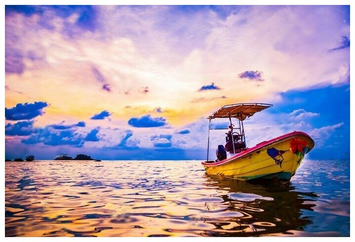 Алмазная мозаика Рыбацкая лодка 40x50 см.