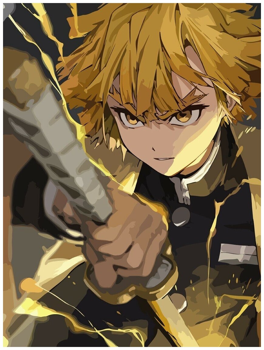 Картина по номерам на холсте Аниме Клинок рассекающий демонов Зеницу - 7659 В 30x40