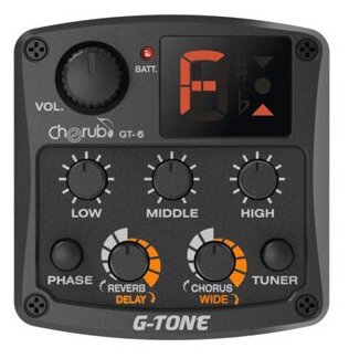GT-6 Гитарный эквалайзер цифровой 3-х полосный с тюнером и эффектами, Cherub
