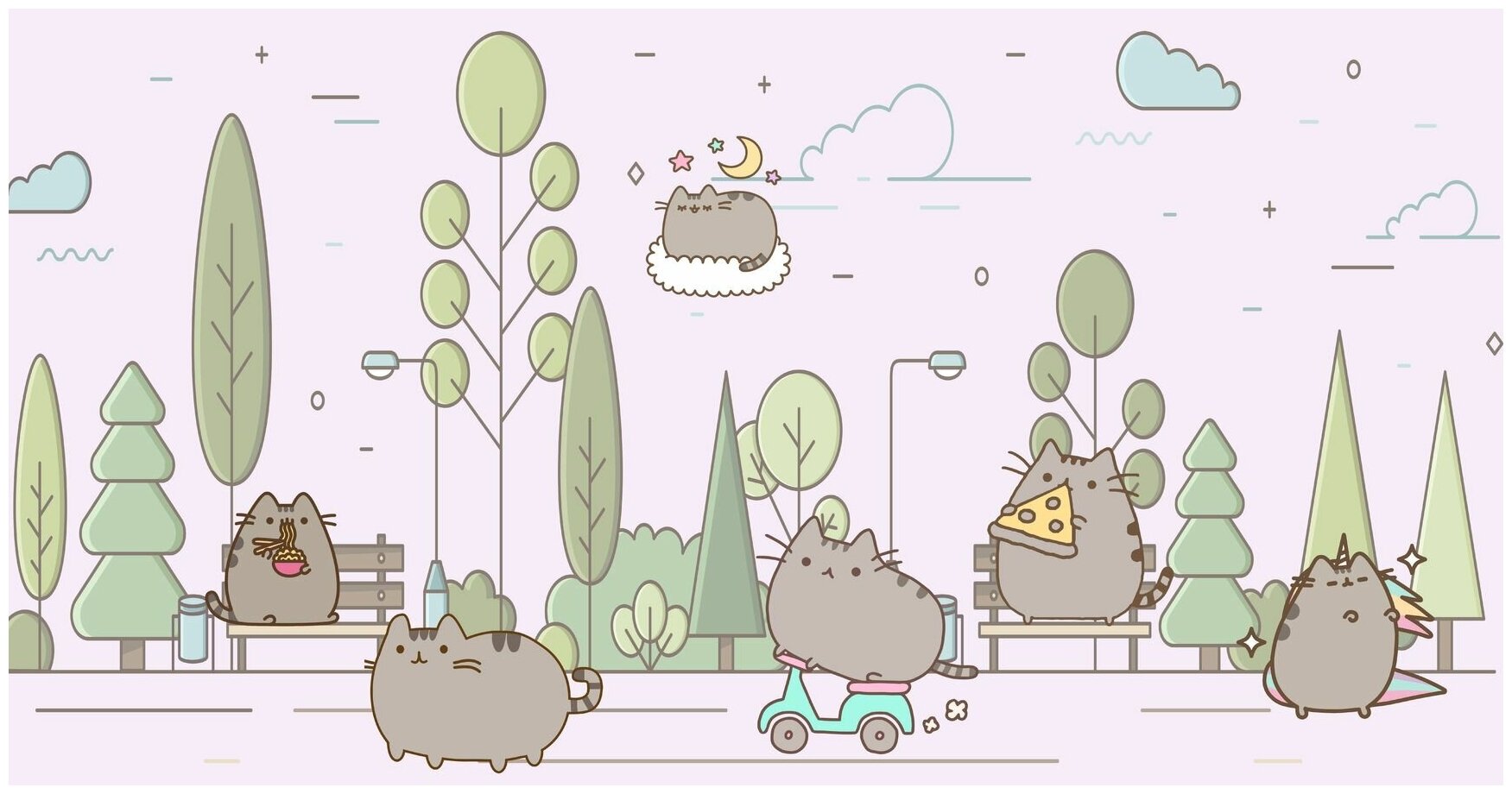 Фотообои Уютная стена "Пухлые котики" 520х270 см Виниловые Бесшовные (единым полотном)