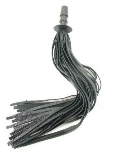 Плеть со штырьком для насадок БДСМ Арсенал 6 см длина натуральная кожа чёрный цвет