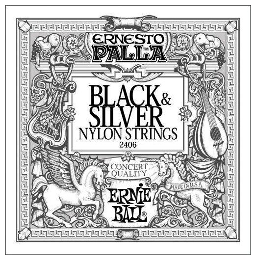 Ernie Ball 2406 струны для классической гитары. Ernesto Palla черный нейлон, посеребренная оплетка