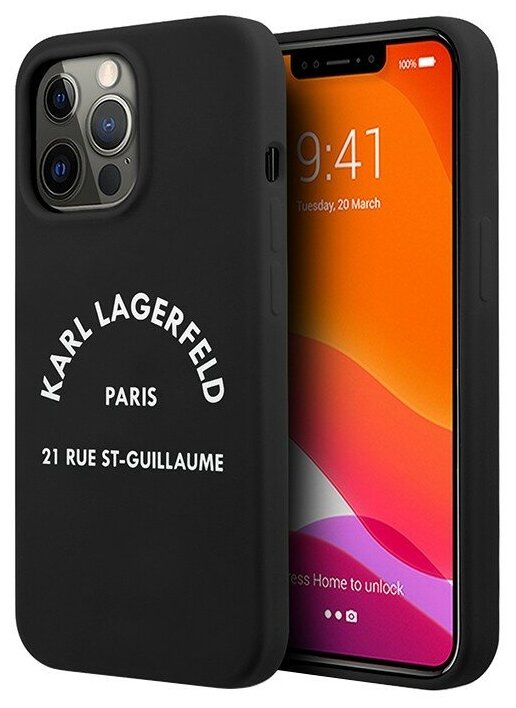 Karl Lagerfeld силиконовый чехол для iPhone 13 Pro Max, Liquid silicone RSG logo черный