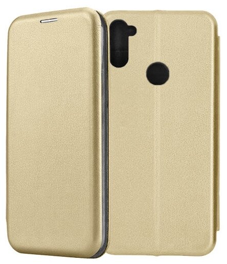 Чехол-книжка для Samsung Galaxy A11 A115 золотистый / подставка, отделение для карт