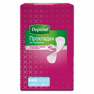 Набор из 3 штук Прокладки при недержании Depend Нормал 12шт
