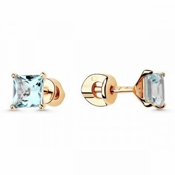 Серьги пусеты, золото, 585 проба, топаз