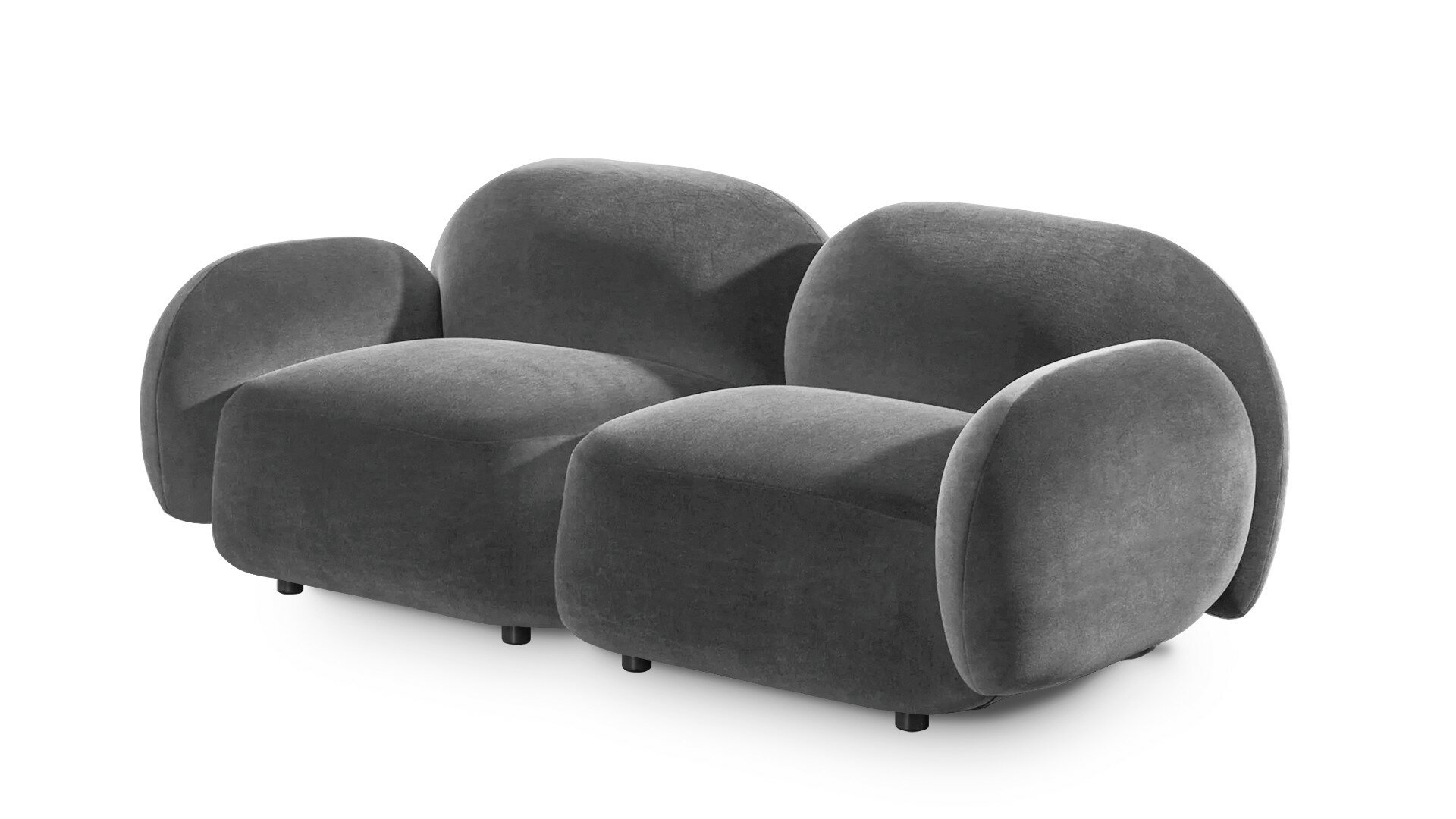 Диван DiHall Мальдивы Delta 36, прямой, двухсекционный, велюр, серый