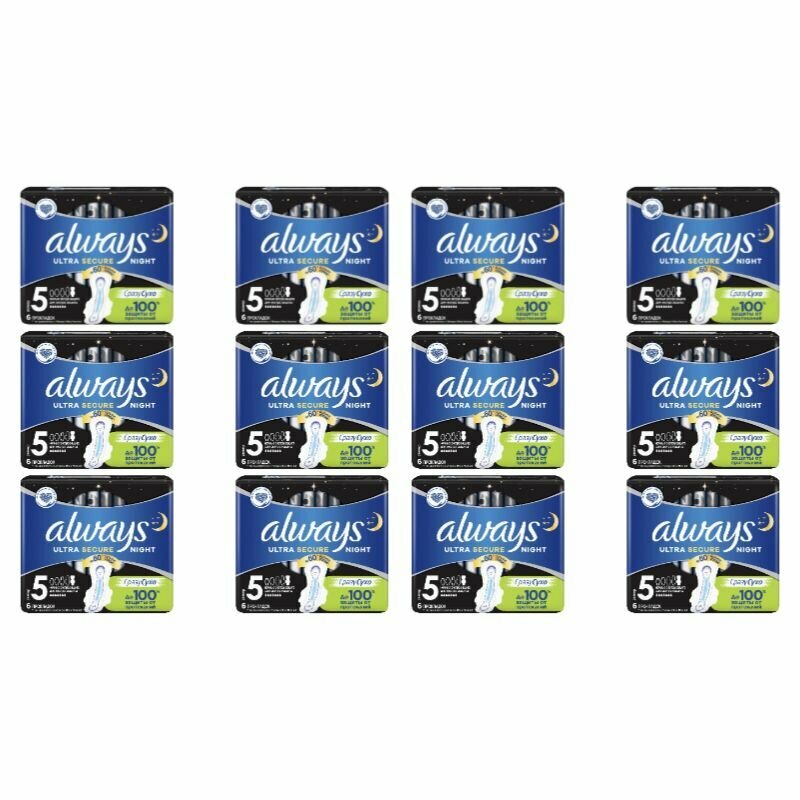Always Прокладки гигиенические, Ultra Night Extra, ароматизированные, 6 шт в уп, 12 уп