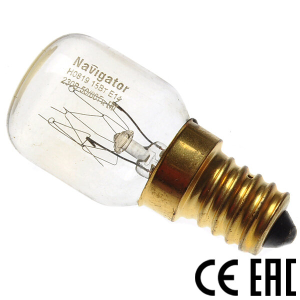 Лампа накаливания прозрачная термостойкая Navigator 15Вт 61207 NI-T25-15W-230V-E14-CL (4 шт. в комплекте)