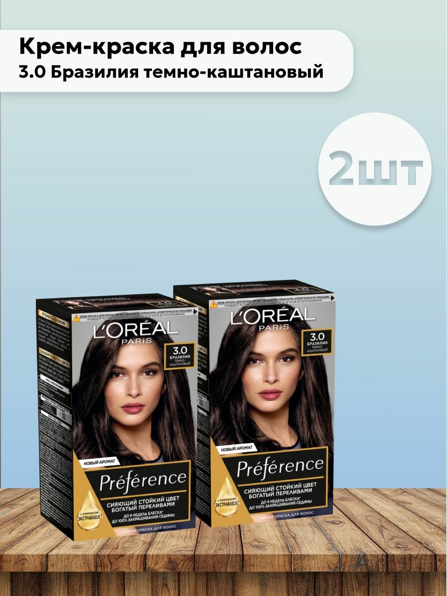 Набор 2 шт Краска тон 3.0 Бразилия темно-каштановый