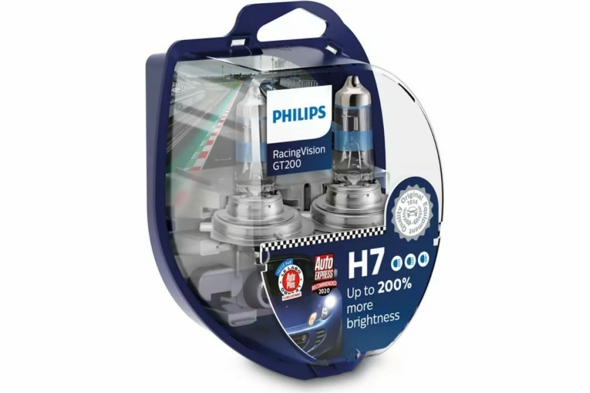 Автолампа PHILIPS H7 55Вт PX26d+200% Racing Vision GT200 3500К 12В