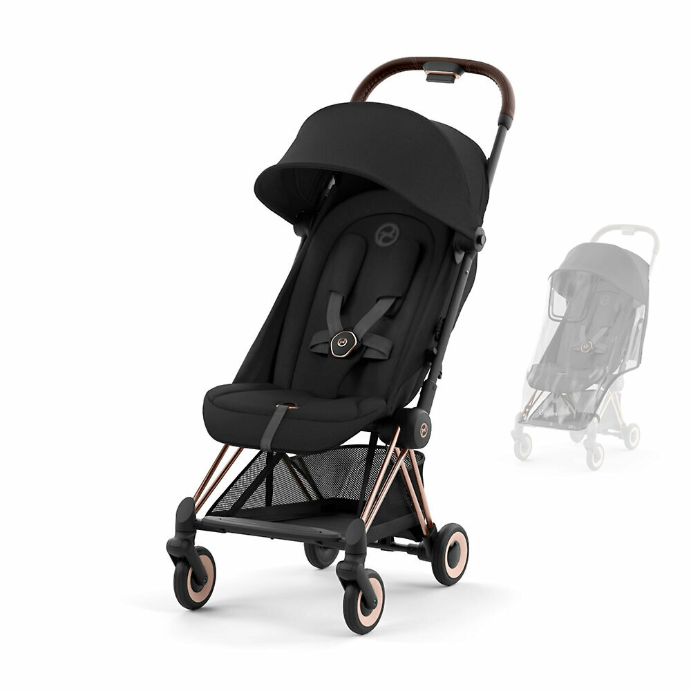Прогулочная коляска Cybex Coya, цвет Sepia Black RC / Rose Gold (Чёрный / Золотистое шасси)