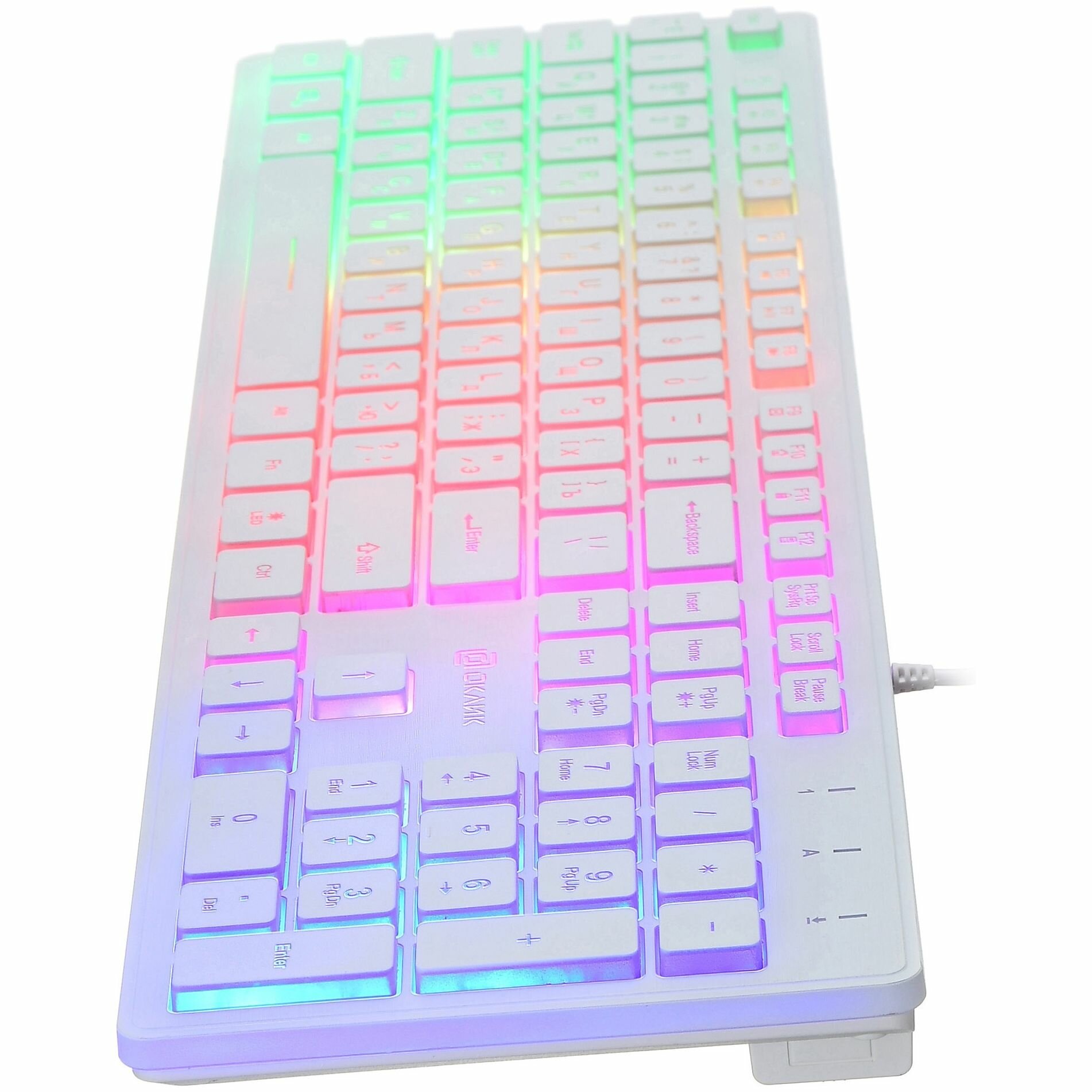 Клавиатура Oklick 550ML, мембранная, USB, подсветка, белая, 104 клавиши