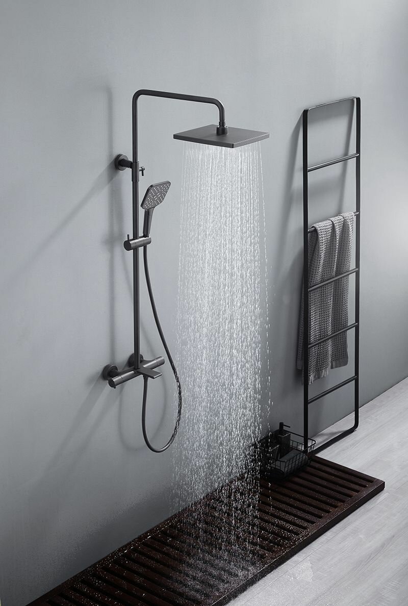 Душевая система KAISER 05382-15 Serio с термостатом, воронёная сталь