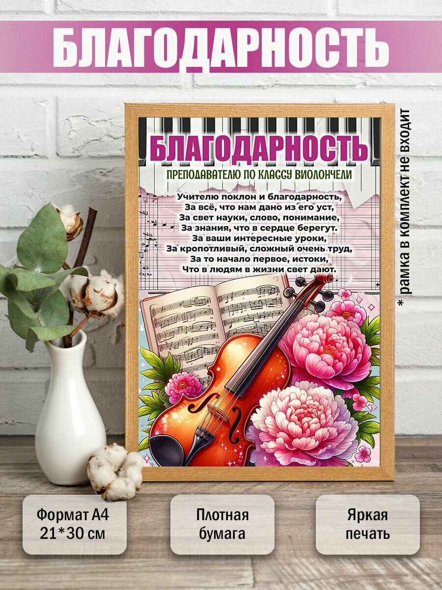 Благодарность преподавателю по классу виолончели