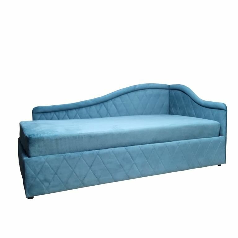 Кровать угловая с матрасом велюр Форест бирюза Правый 90х190 см