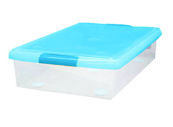 Короб для хранения IRIS THIN BOX 85л, прозрачный-голубой, 850 x 480 x 165 мм
