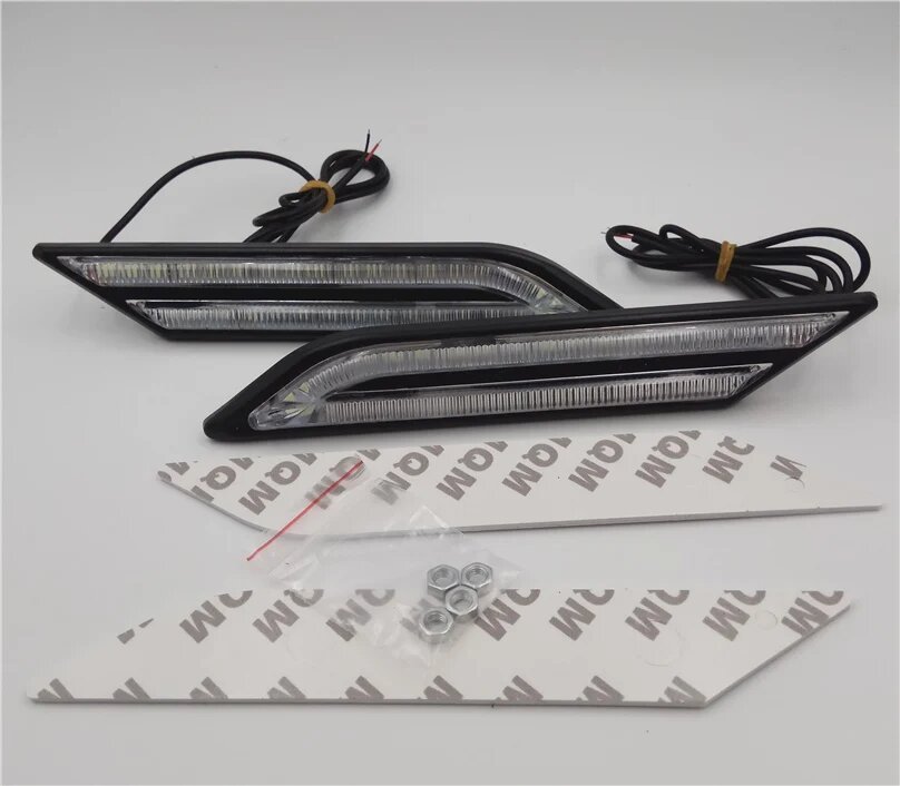 Автомобильные мигающие дневные ходовые огни, 2 шт, светодиодные дневные ходовые огни, автомобильный тормоз, рулевое управление, высокий источник света, Стайлинг автомобиля, водонепроницаемые, 3 цвета, противотуманные фары White light, No need Box