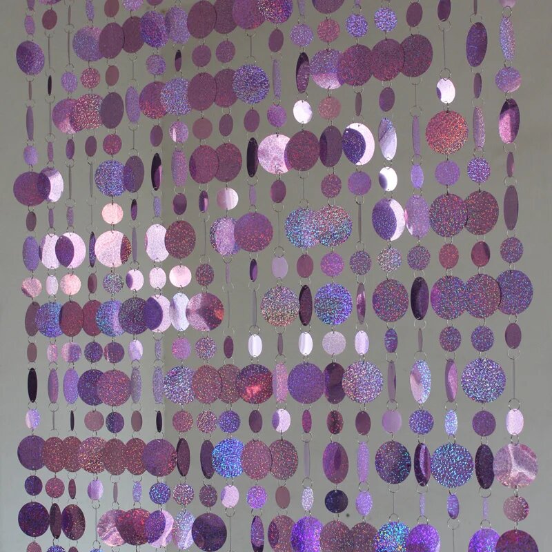 Лазерные серебряные ПВХ занавески с блестками Light purple