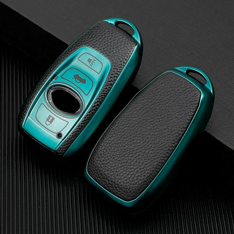 Кожаный брелок для ключей для Subaru Legacy Impreza Forester XV BRZ WRX Levorg, Key Cover Green
