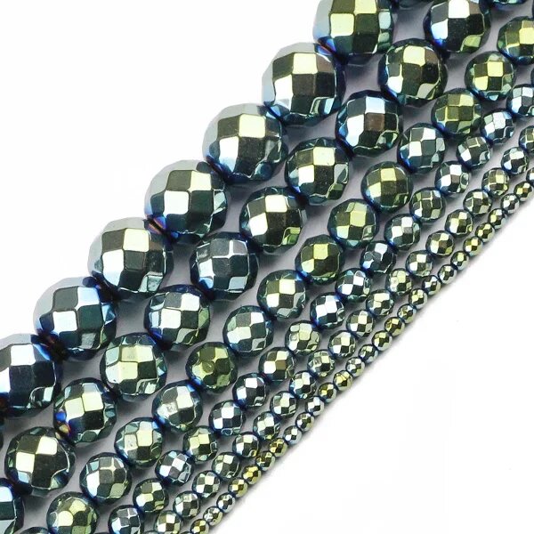Бусины из гематита YHBZRET черные граненые 2/3/4/6/8/10 мм 10mm 30pcs, Green