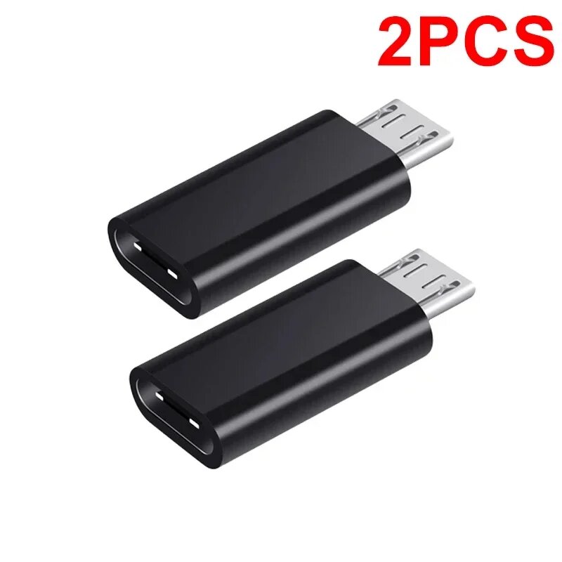 Разъем адаптера USB типа C к Micro USB Android для телефона, планшета, конвертеров Micro 2Pcs Black