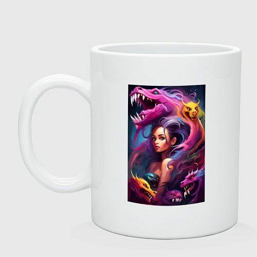 Ведьма и оборотни - хэллоуин нейросеть Керамическая кружка